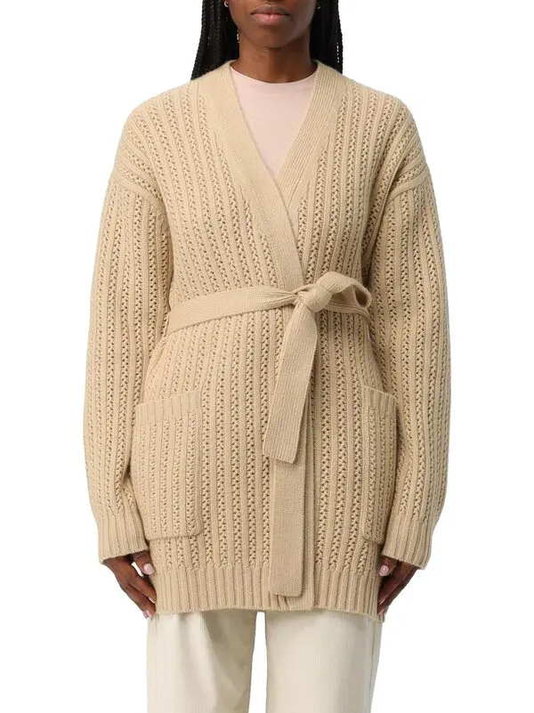 Max Mara Textured Knit Belted Cardigan - Beige