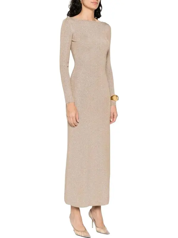 Max Mara Long Sleeve Knit Maxi Dress - Brown