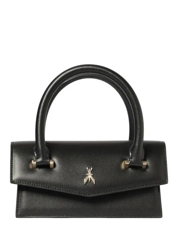Patrizia Pepe Calfskin Leather Handbag With Shoulder Strap - Black