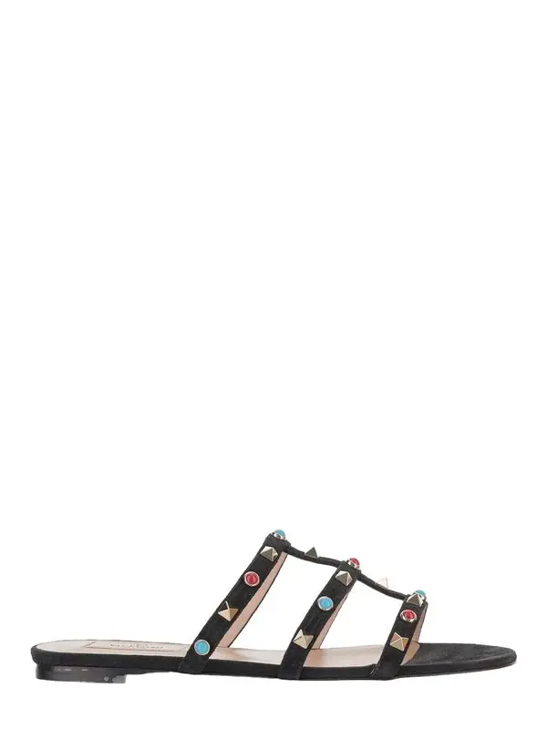 Valentino Garavani Rockstud Embellished Suede Sandals - Black