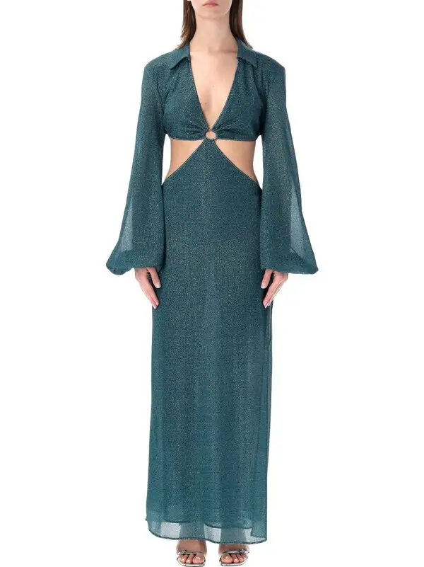 Oseree Long Sleeve Maxi Dress - Pavone