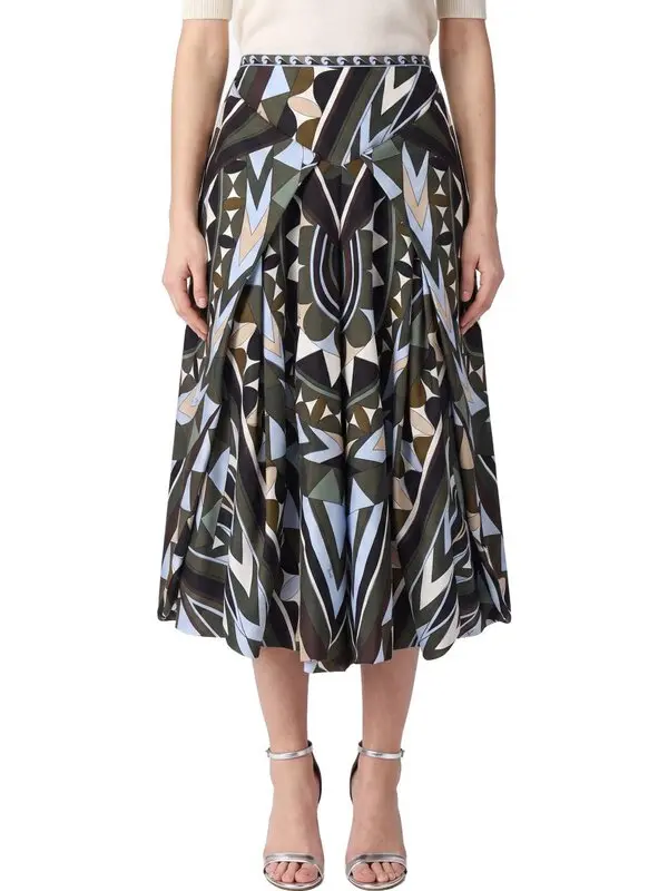 Emilio Pucci High-waisted Wide-leg Cropped Trousers In Geometric Print Silk - Multicolor