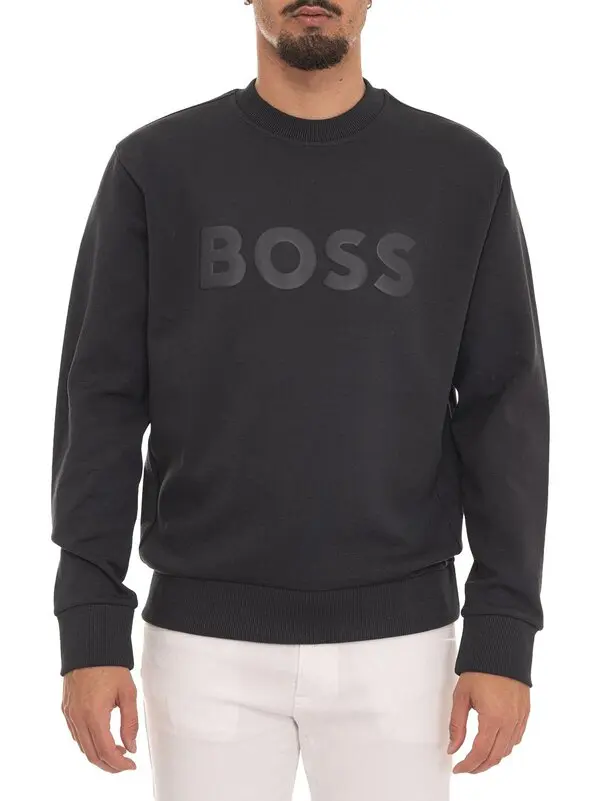 BOSS Crew Neck Sweatshirt With Logo - Blue