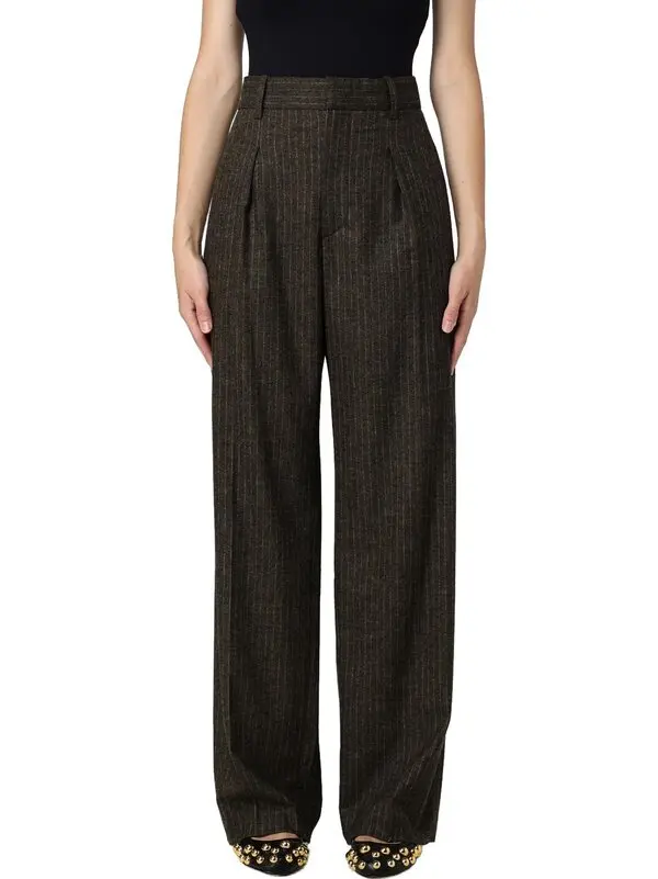 Isabel Marant Étoile Wide Leg Pin Striped Trousers - Bronze