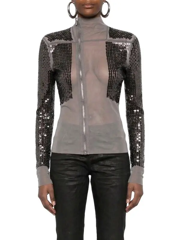 Rick Owens Gary Sequined Stretch Fabric Jacket - Grey