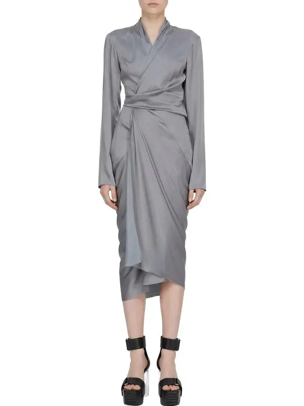 Rick Owens Asymmetrical Draped Midi Dress - Brown