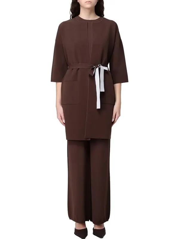 KANGRA Viscose Blend Cardigan With Belt - Coffee