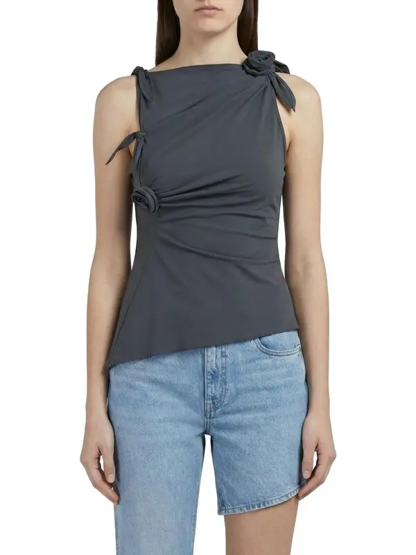 Coperni Draped Rose Detail Top - Grey