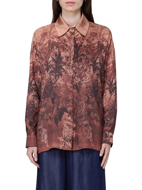 Liu Jo Satin Shirt With Abstract Print - Leather