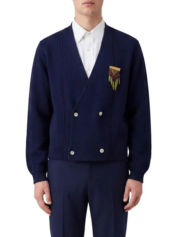 BODE Embellished Double-breasted Cardigan - Navy