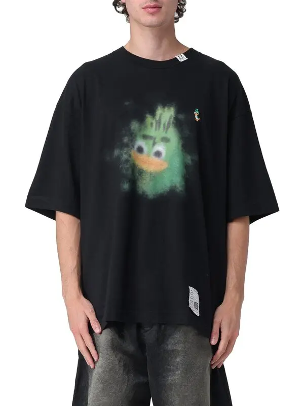 Mihara Yasuhiro Oversized Cotton T-shirt With Graphic Logo Print - Black