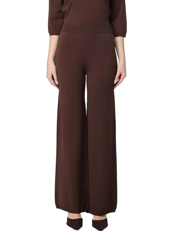 KANGRA Viscose Knit Wide Leg Trousers - Coffee