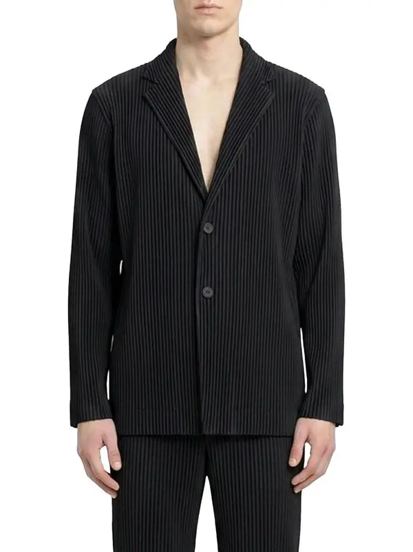Issey Miyake Homme Plissé Pleated Crêpe Blazer - Black