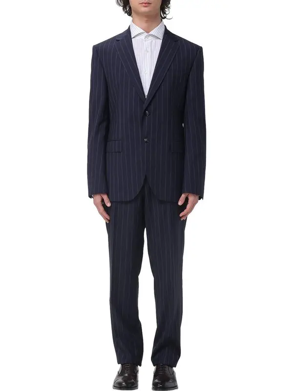 BOSS Pinstriped Virgin Wool Single-breasted Dress - Blue