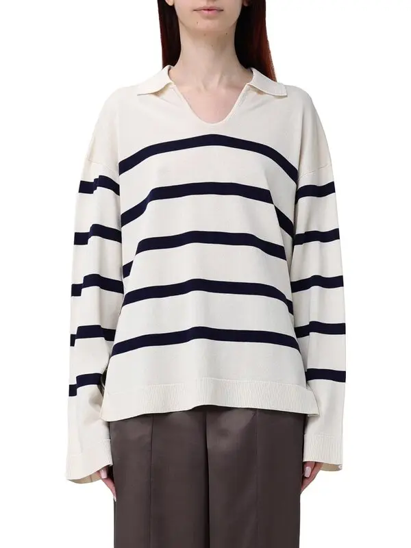 Maison Kitsuné Striped Knit Sweater - Ecru