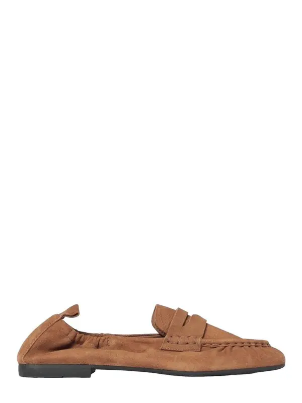PAIA COPENHAGEN Suede Calfskin Loafers With Penny Bar - Brown