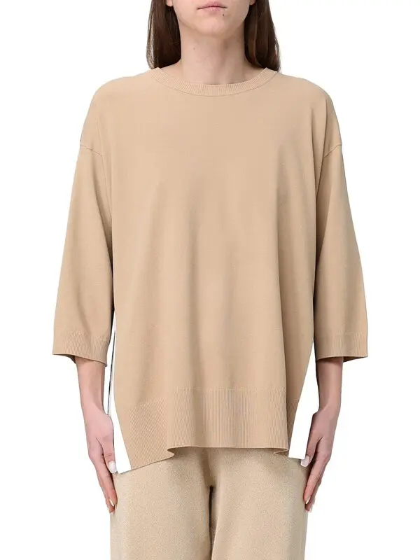 KANGRA Two-tone Viscose Blend Top - Beige