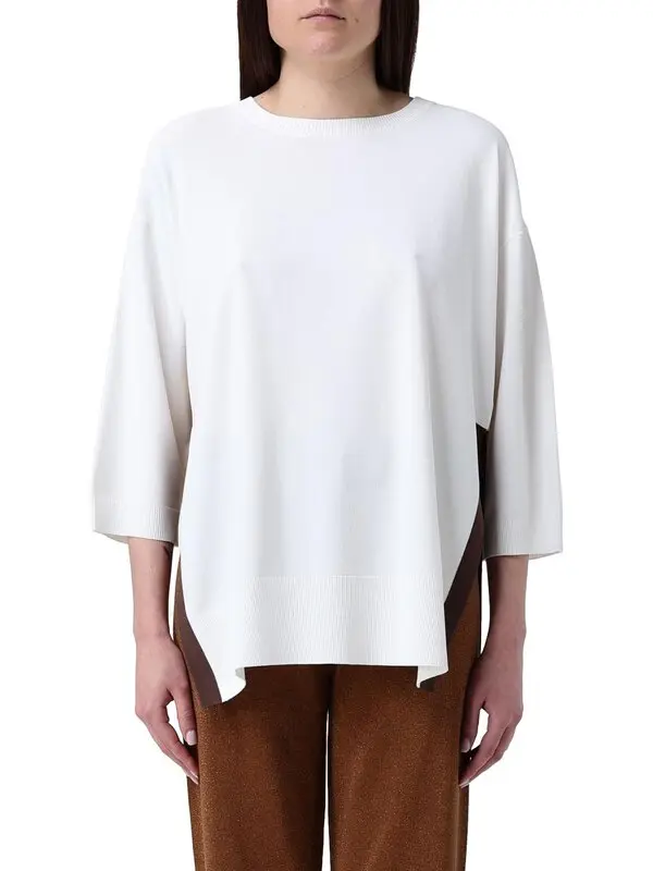 KANGRA Two-tone Viscose Blend Top - White