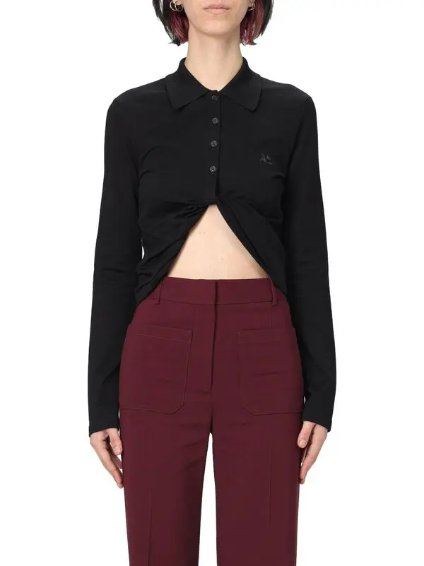 COURREGES Long Sleeve Polo Shirt - Black