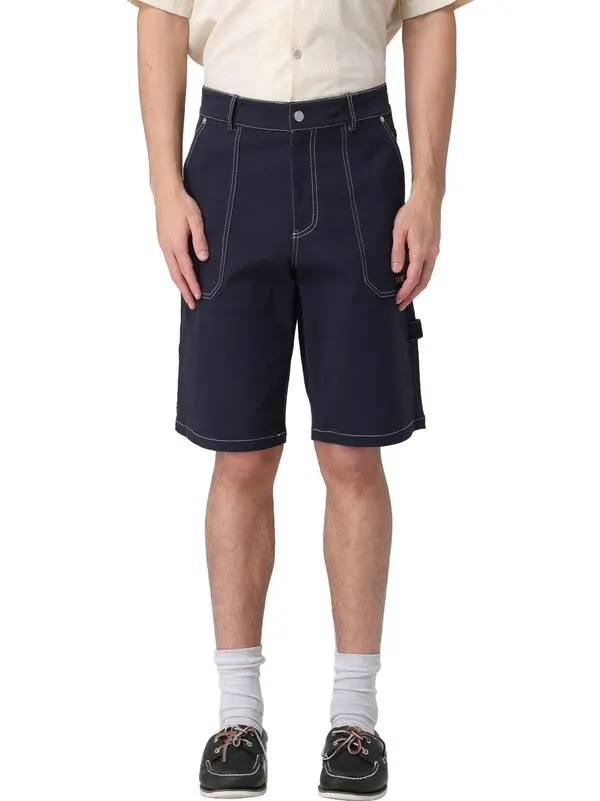 CARRER Knee-length Cotton Shorts With Belt Loops - Blue