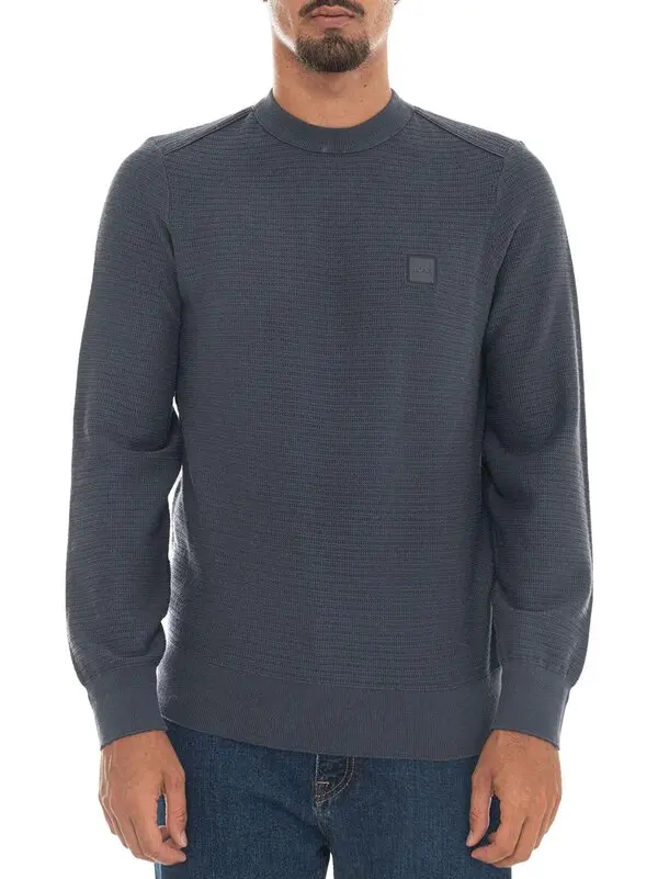 BOSS Cotton And Cashmere Crew-neck Sweater - Blue