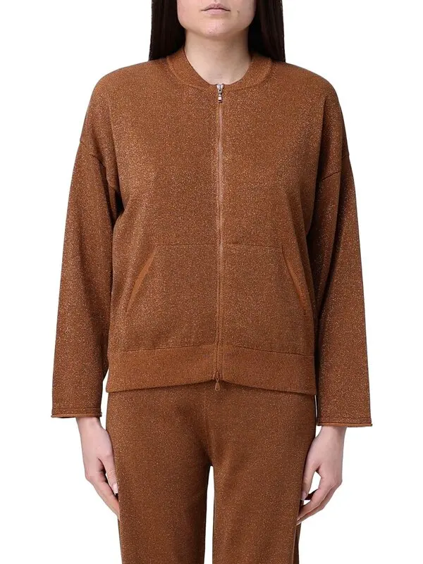 KANGRA Cotton Blend Zip Sweatshirt - Brown