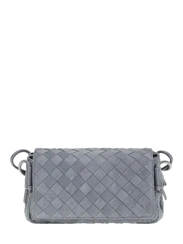 Bottega Veneta Notturno Woven Suede Bag - Grey