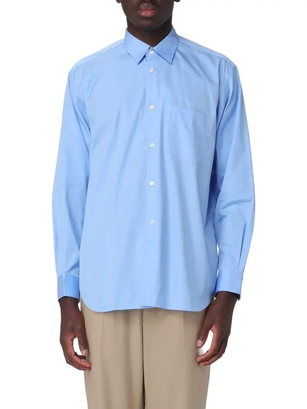 Comme Des Garçons Classic Long-sleeve Shirt In Cotton Poplin - Blue