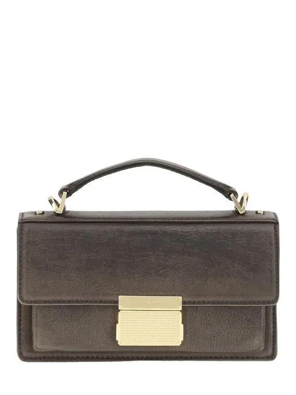 GOLDEN GOOSE Venezia Mini Bag In Aged Leather With Buckle Closure And Removable Shoulder Strap - Dark