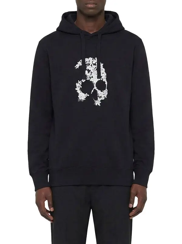 Alexander McQueen Floral Skull Hoodie - Black