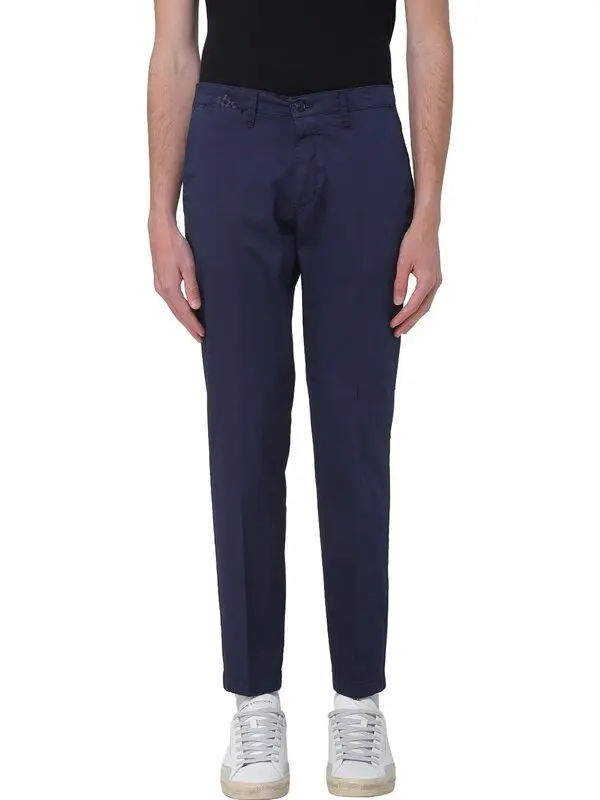 XC Slim Fit Chino Pants In Gabardine With Slash Pockets And Mid-rise Waist - Navy