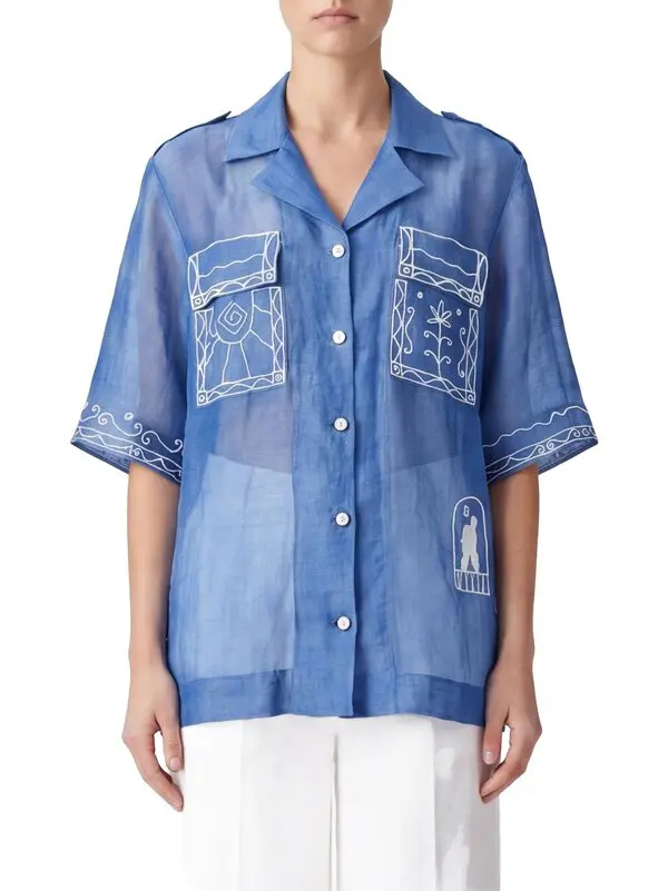 ALEMAIS Embellished Shirt - Blue
