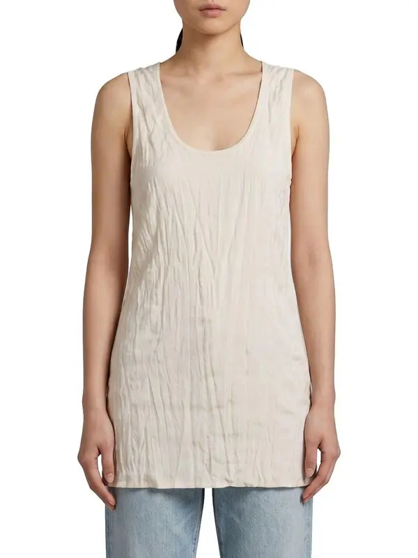 TOTEME Slim Fit U-neck Sleeveless Top With Crinkled Effect - Orange
