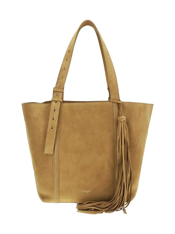 GOLDEN GOOSE Suede Tote Bag With Tassel Detail - Camel