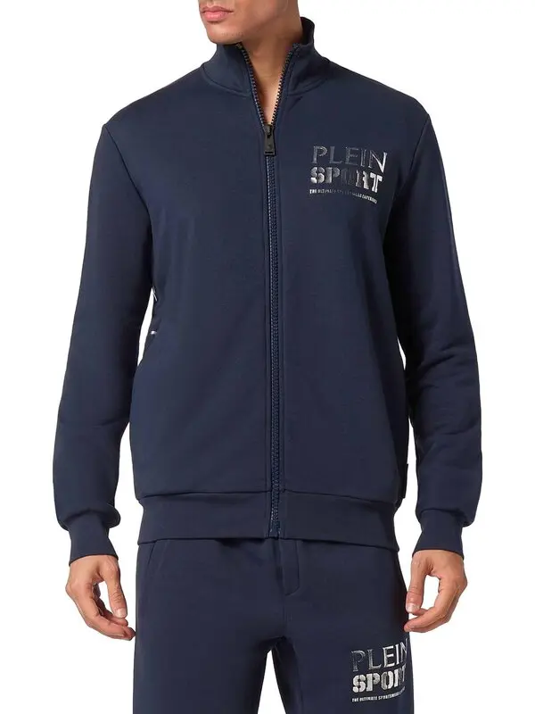 PLEIN SPORT Tiger Graphic Full Zip Jersey Sweatshirt - Blue