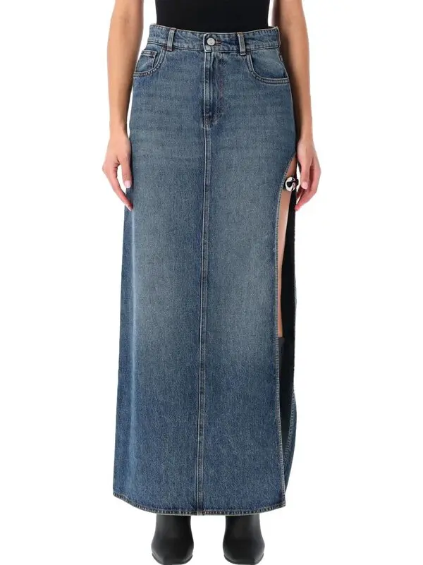 Coperni Denim Maxi Skirt With Cutout Detail - Blue