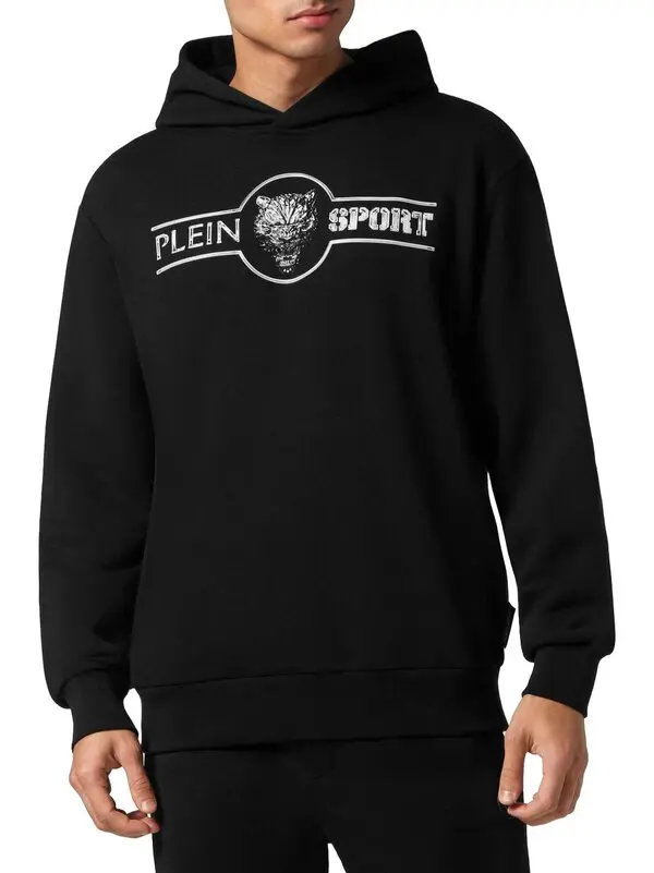 PLEIN SPORT Graphic Print Jersey Hoodie - Black