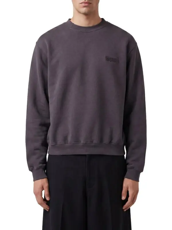 MAGLIANO Tone-on-tone Logo Dropped Shoulder Cotton Crewneck Sweatshirt - Brown