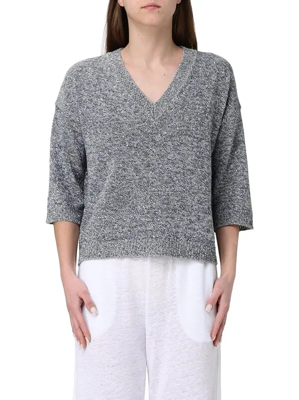 KANGRA Cotton Blend V-neck Sweater - Blue