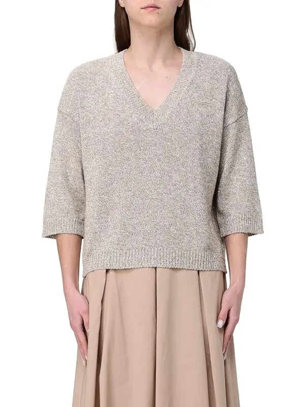 KANGRA Cotton Blend V-neck Sweater - Camel