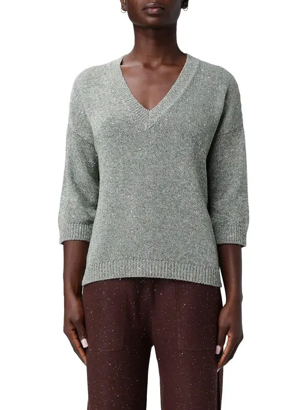 KANGRA Cotton Blend V-neck Sweater - Mint
