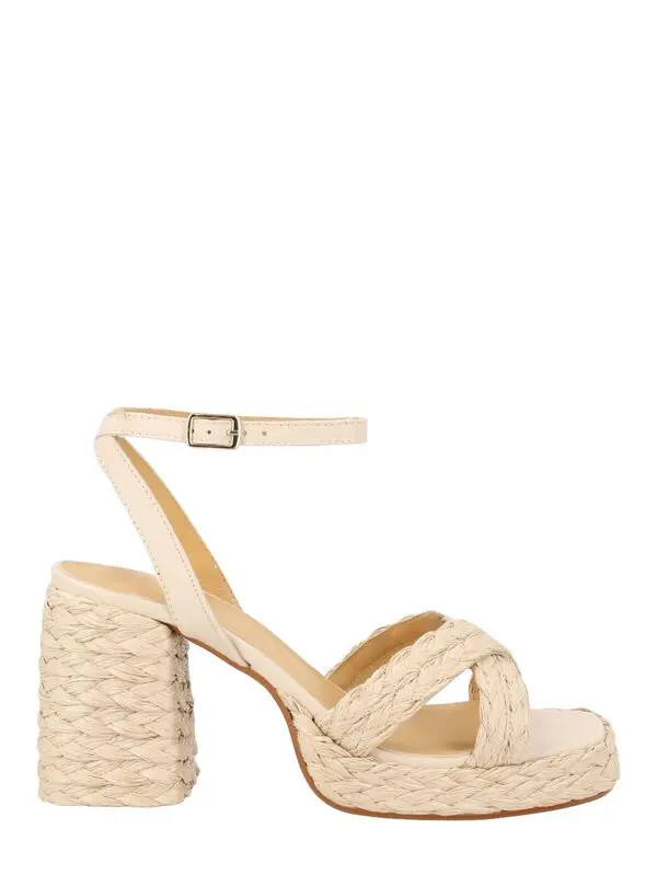 CastaÑer Valeriette Woven Raffia And Leather Heeled Sandals - Ivory