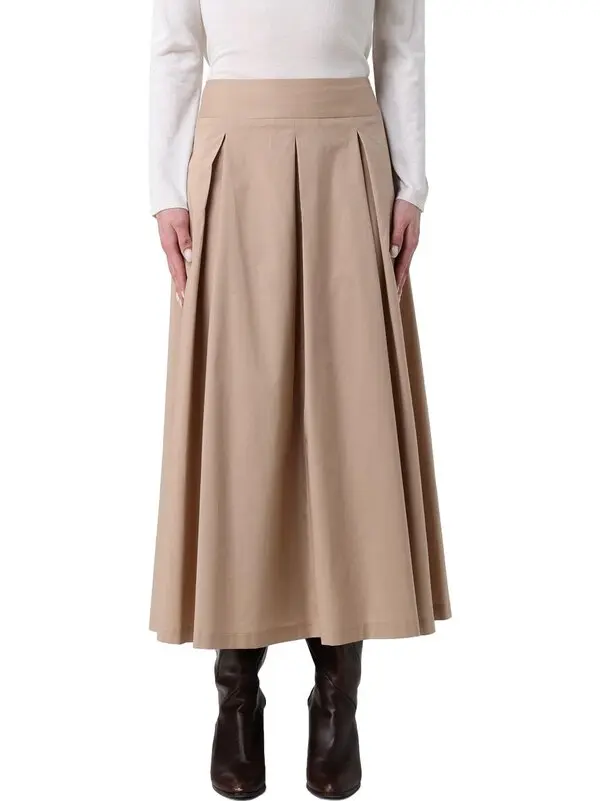 KANGRA Pleated Cotton Skirt - Camel