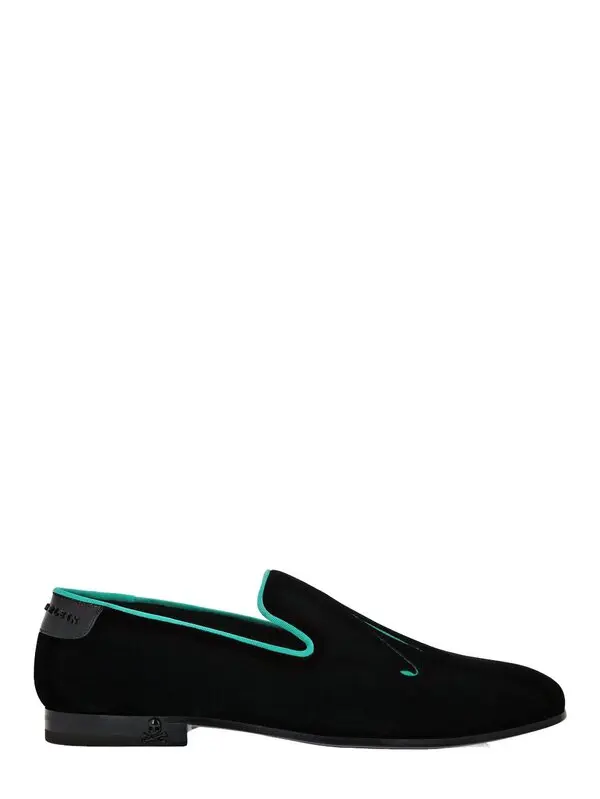 Philipp Plein Velvet Loafers With Slogan Embroidery - Green
