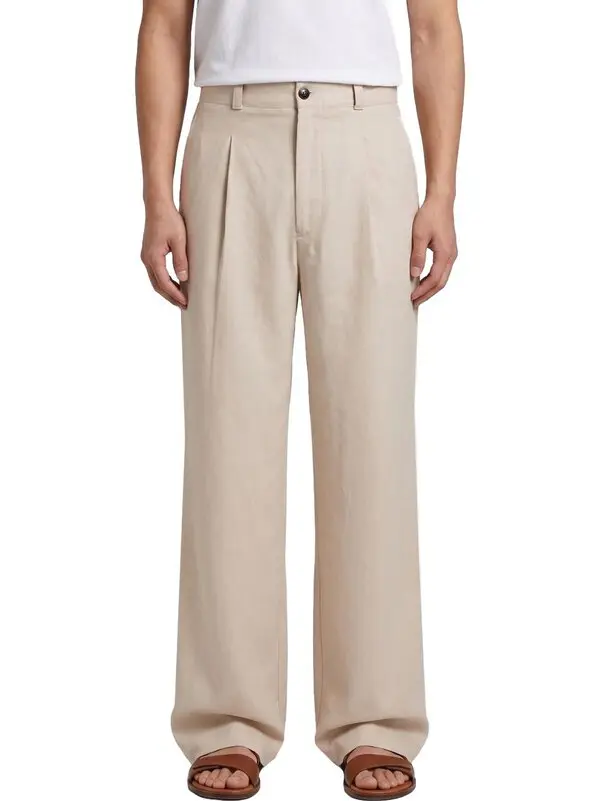 Giorgio Armani Wide Leg Linen Blend Trousers - Grey