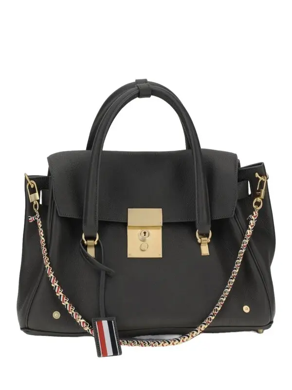Thom Browne Structured Top Handle Bag With Chain Strap - Grey