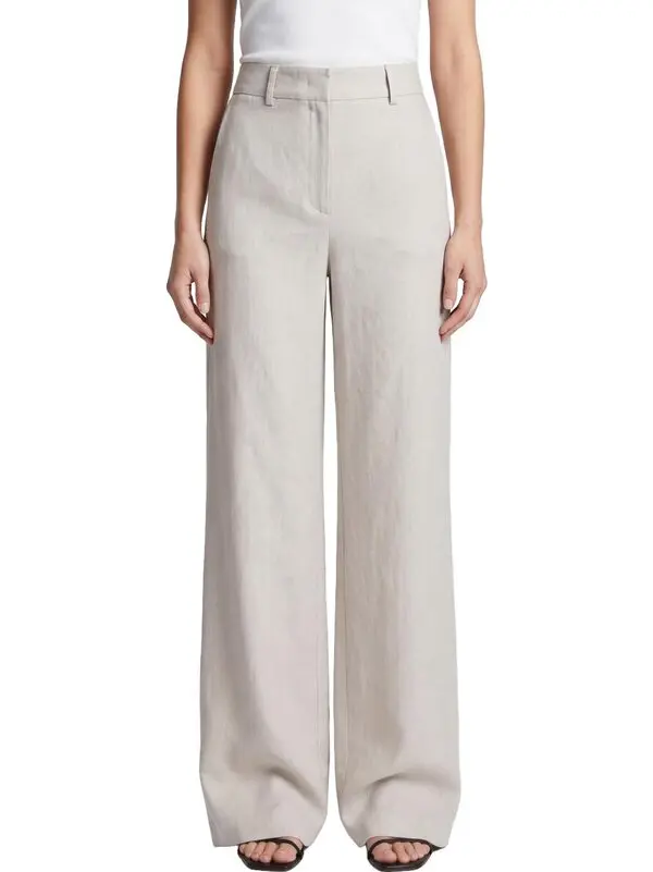 Giorgio Armani Wide Leg Linen Trousers - Grey