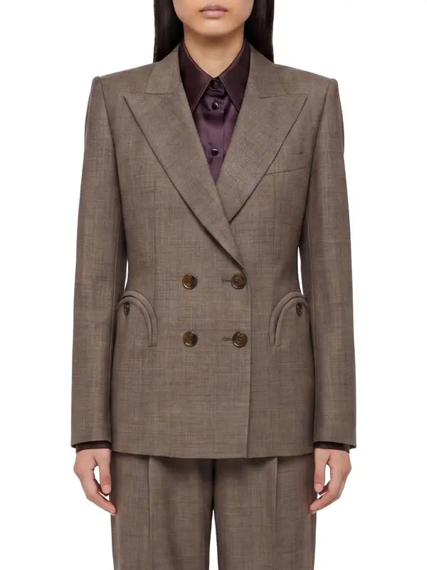 BLAZÉ MILANO Double-breasted Virgin Wool Blazer With Peak Lapels - Brown