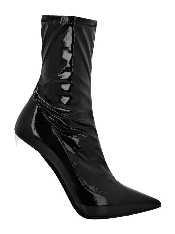 Philipp Plein Patent-effect Stretch Ankle Boots With High Sculptural Heel - Black