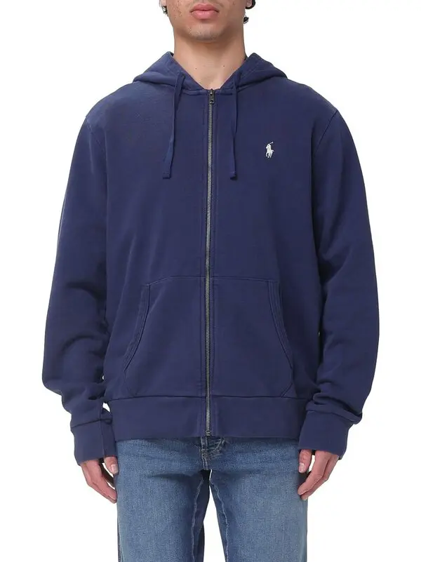 Polo Ralph Lauren Zip-up Hoodie With Embroidered Logo - Blue